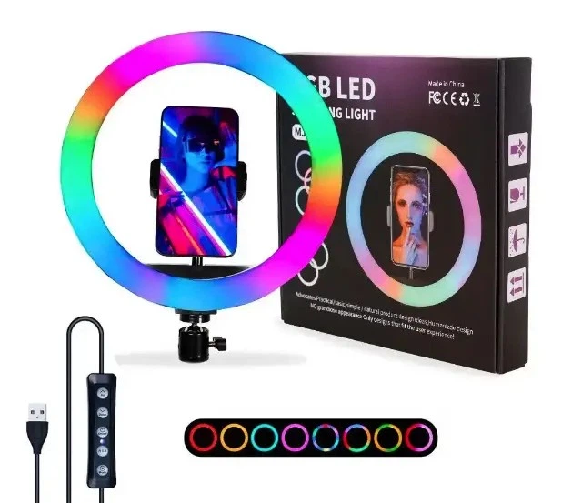 Кольцевая лампа RGB MJ30 30см с держателем для телефона – фото, отзывы, характеристики в ...