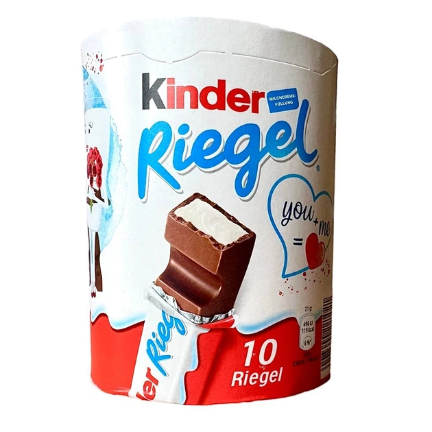 Молочный шоколад Kinder Riegel "you + me = ♥" с букетом цветов (10х21г ...