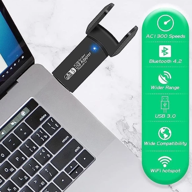 Адаптер WiFi USB3.0 1300 Mbps 2.4G+5G 802.11ac Mu-MIMO RTL8812BU ...