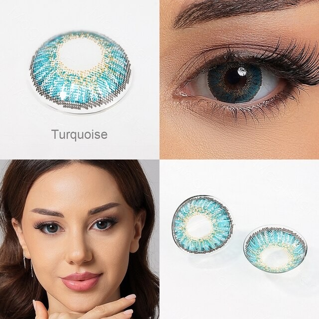 Линзы цветные Magister без диоптрий бирюзовые Turquoise + контейнер для ...
