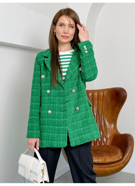 Пиджак твидовый женский классический Modern Boutique зелёный, 40 ПИ1428 ...