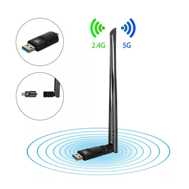 USB 3.0 Wi-Fi адаптер RTL8812 AC1200 1200Мбит/с двухдиапазонный 2.4+5G ...
