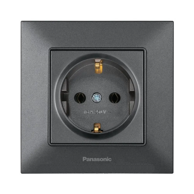 Розетка одинарная с заземлением Panasonic Arkedia Slim дымчатая – фото ...
