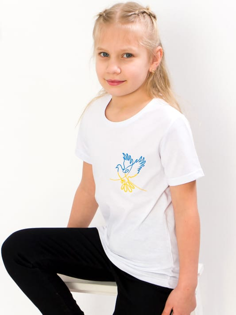 Детская футболка для девочки Носи своє 6021-T 116 см Птичка (белая) (p ...