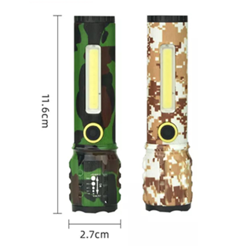 Потужний ліхтар акумуляторний C71 P50+COB, ЗУ mirco USB, вбудований акумулятор, зум. Камуфляж ...