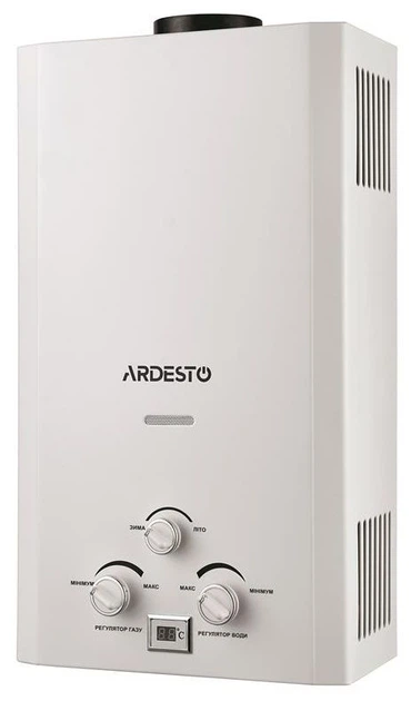 Газова колонка Ardesto X1, 10 л/хв., 20 кВт, розпалювання від батарей, дисплей, білий – фото ...