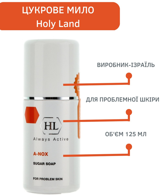Сахарное мыло Holy Land Cosmetics A-NOX Sugar Soap 125ml 9103 от ...