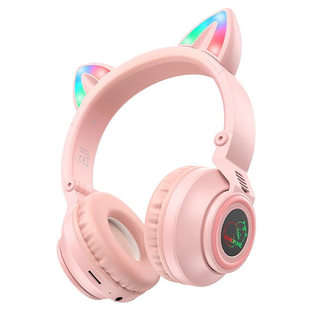 Беспроводные наушники Bluetooth Borofone BO 18 с RGB подсветкой в виде ...