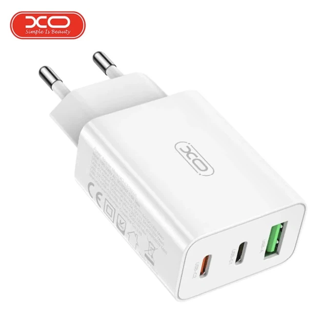 Сетевое зарядное устройство XO L101 PD + QC3.0 1USB/2Type-C/20W зарядный блочок для телефона ...