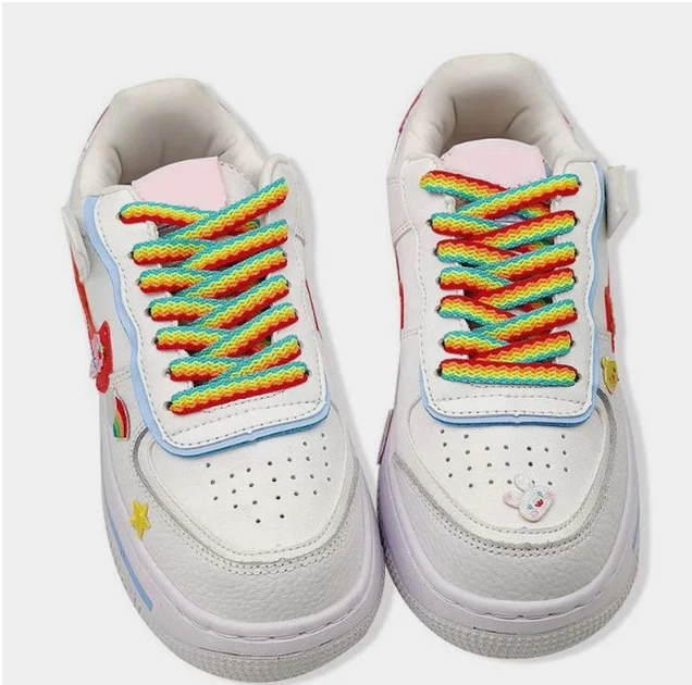 Шнурки для обуви Two Laces плоские 8 мм, длина 100 см, радужные ...