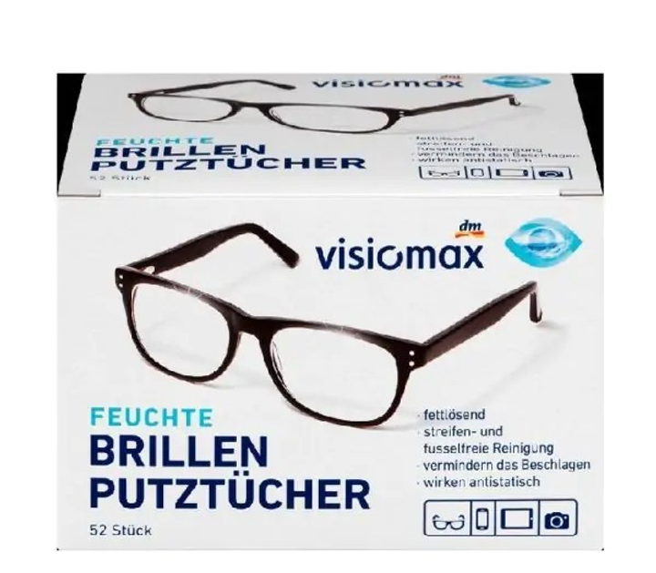 Салфетки влажные для очков Visiomax Denkmit Brillenputztücher 52 шт от ...