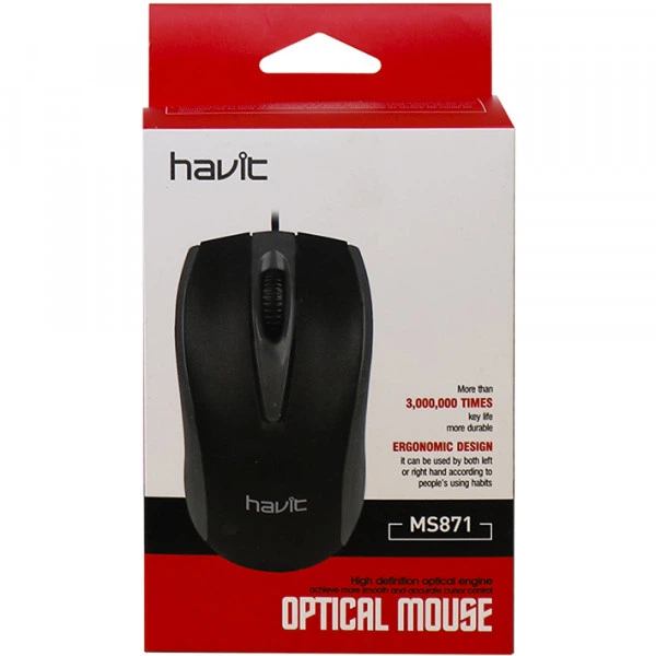 Мышка Havit MS-871 проволочная 1200dpi 3кн черная – фото, отзывы ...