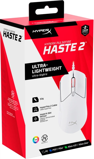 Миша HyperX Pulsefire Haste 2 USB White (6N0A8AA) – фото, відгуки ...