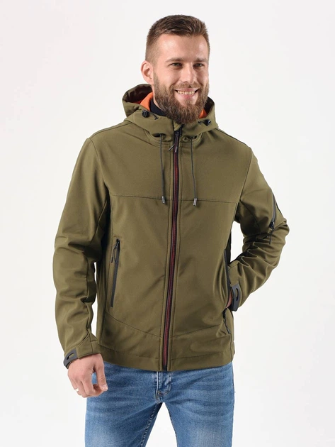 Куртка демісезонна з капюшоном чоловіча Riccardo Soft-shell XL Хакі-Оранж (ROZ6400175079 ...