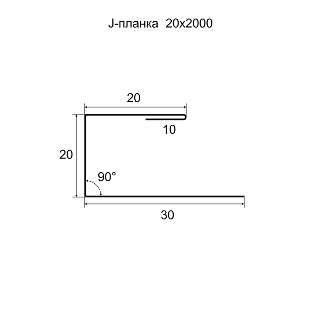 J-планка 20х2000 з матовим покриттям Ral 7016 мат (темно-сірий) – фото ...