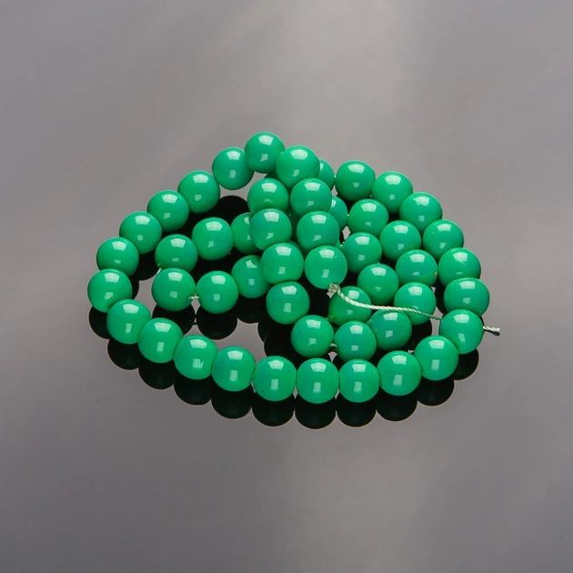 Намистини Чеський Кришталь на нитці 8мм скло в глазурі кислотний зелений Ida10080 фото
