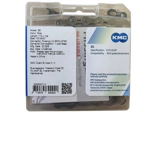 Ланцюг KMC Z6 Gray на 6 швидкостей 114 ланок з замком в боксі – фото ...