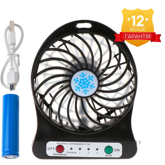 Вентилятор настільний портативний міні акумуляторний Mini Fan USB з ...