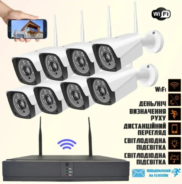 Комплект видеонаблюдения на 8 камер UKC KIT 6678, WiFi DVR, регистратор ...