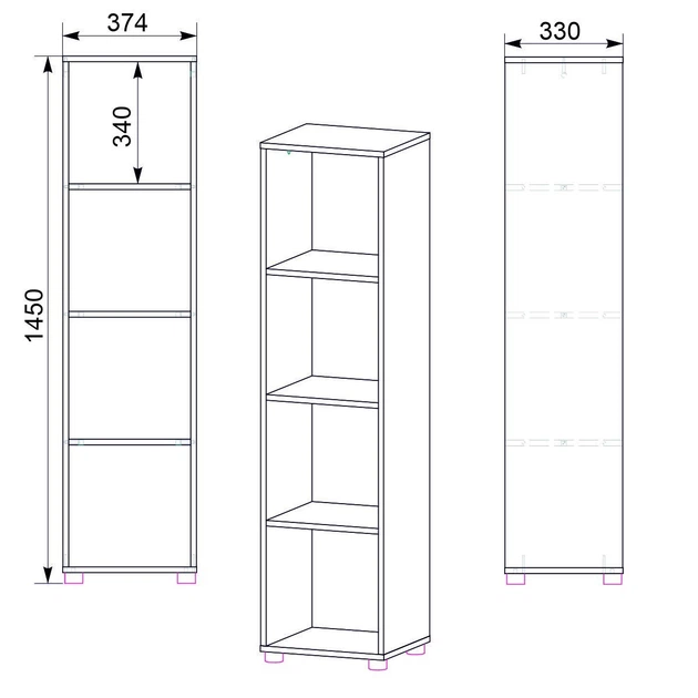 Шафа книжкова відкрита Компаніт КШ 23 Вільха 37 5х33х145 см купити онлайн на Rozetka