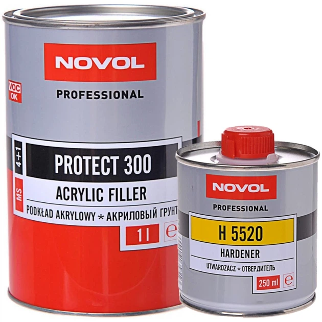 Акриловий грунт Novol PROTECT 300 MS 4+1 1л білий із затвердником 0.25л ...