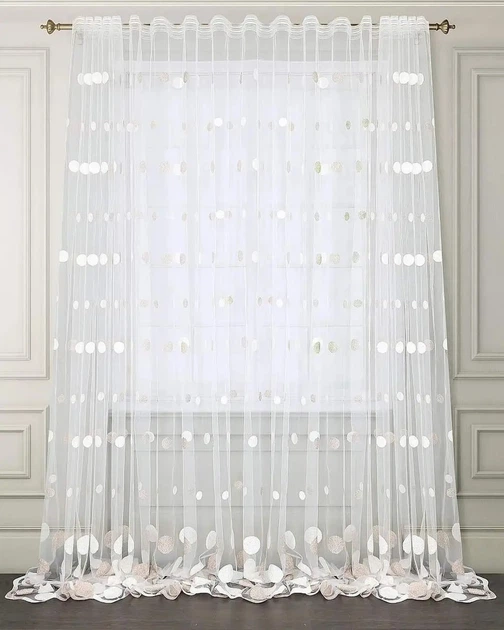 Готовий тюль фатін в кульках на тасьмі 300х200 см бежевий купити онлайн на Rozetka