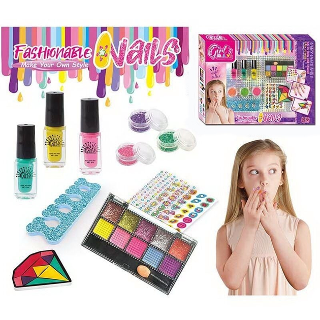 Набор косметики для девочек Qunxing Toys лаки, тени, блестки ...