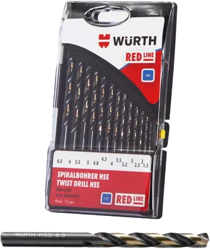 Набор сверл по металлу Wurth HSS RED LINE DIN338 1.5 - 6.5 мм 13 ...