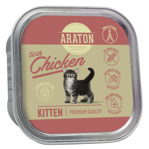 Влажный корм для котят с курицей ARATON Kitten with chicken 85 г от ...