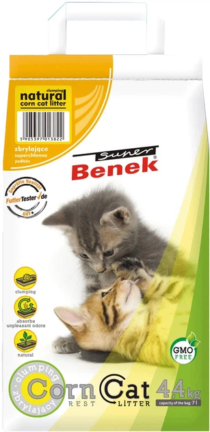 Кукурудзяний наповнювач Super Benek для котячого туалету натуральний 7 ...