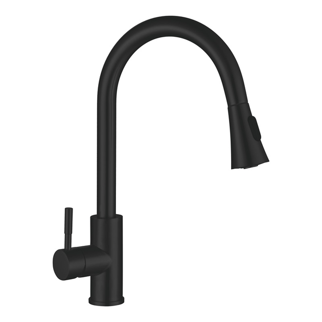 Кухонный смеситель с выдвижной лейкой Mixxus SUS-014-B Black (MI5862 ...