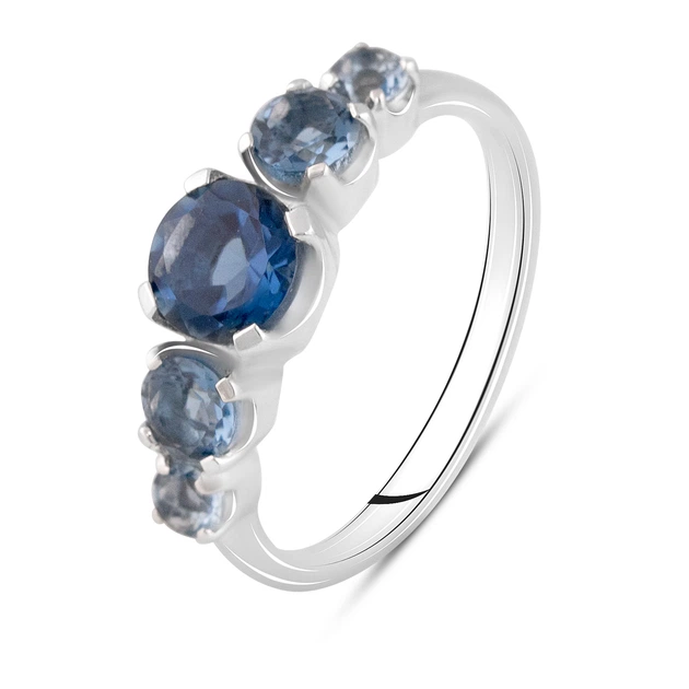 Срібна каблучка з штучним танзанітом nano 1.475ct, вага виробу 2,96 гр ...
