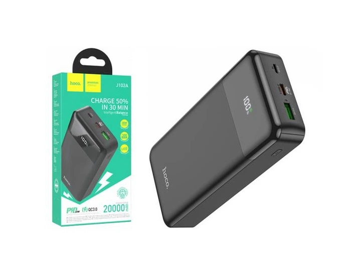 Внешний аккумулятор Power Bank HOCO J102A 20000 mAh PD20W+QC3.0 22.5W Черный – фото, отзывы ...