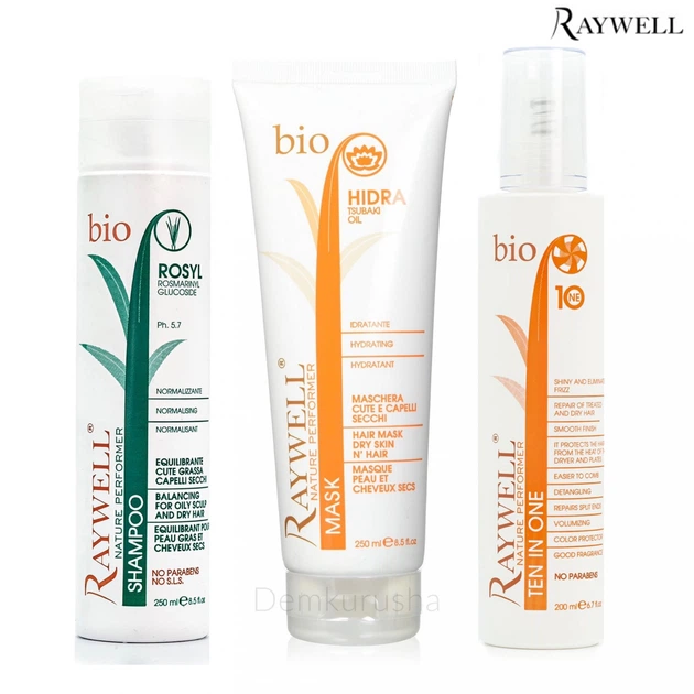 Набір Raywell для жирної шкіри голови і сухих кінців Шампунь BIO ROSYL ...