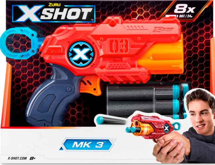 Бластер Zuru X-Shot Red Excel MK 3, 8 патронов 36118R – игрушки с ...
