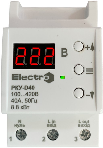 Реле контроля напряжения ElectrO РКУ-D40 230В 40А (RKUD40) – фото ...