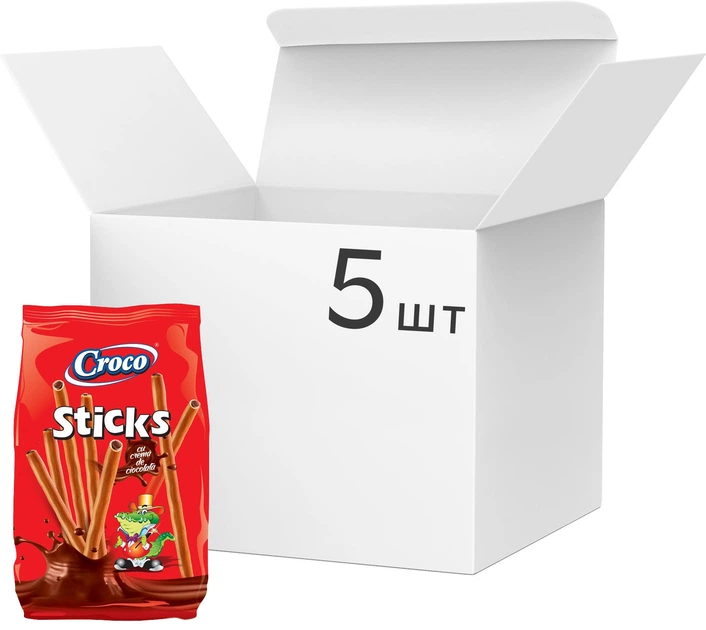 Упаковка Палочек Croco Sticks с шоколадным кремом 80 г х 5 шт ...