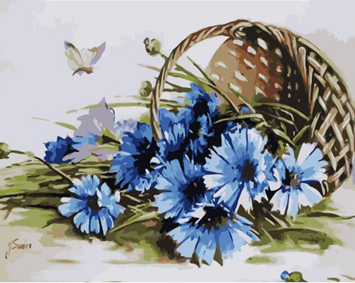 Набір для розпису по номерах Strateg Ковшик волошок 40х50 см (GS1359 ...