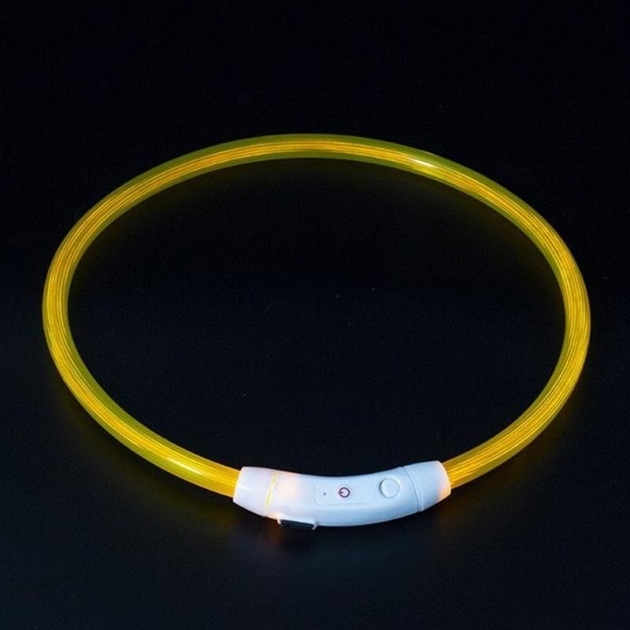 Ошейник для собак с LED подсветкой желтый с зарядкой от USB размер S от ...