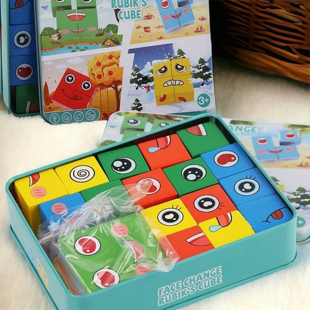 Настольная игра деревянные кубики Emotions развивающая игра Смайлики ...