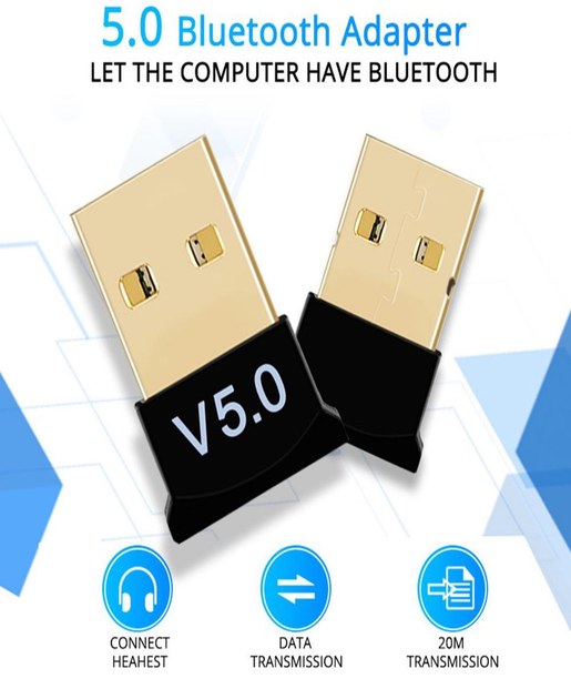 Bluetooth адаптер 5.0 мини блютуз адаптер для пк ноутбука USB ЮСБ ...