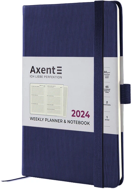 Еженедельник Axent Partner Lines 2024 12.5x19.5 см темно-синий (8515-24-02-A) – фото, отзывы ...