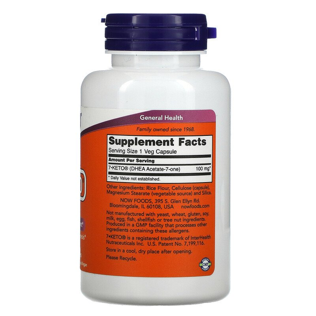7 кето DHEA, 7-Keto, Now Foods, 100 мг, 120 капсул, (NOW-03014) – фото ...