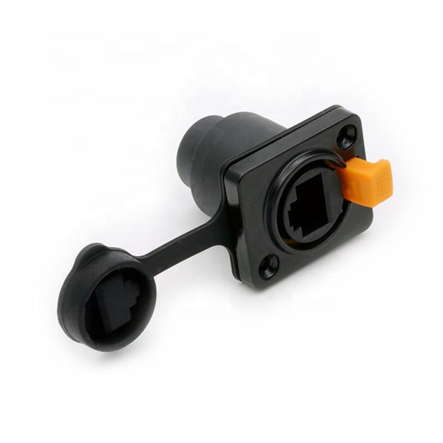 Водонепроникний роз'єм RJ-45 на корпус D-типу чорний (IP65/Ethernet ...