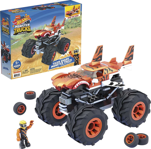 Машина Хот Вилс Тигровая Акула Конструктор Монстр Трак Hot Wheels Mega ...