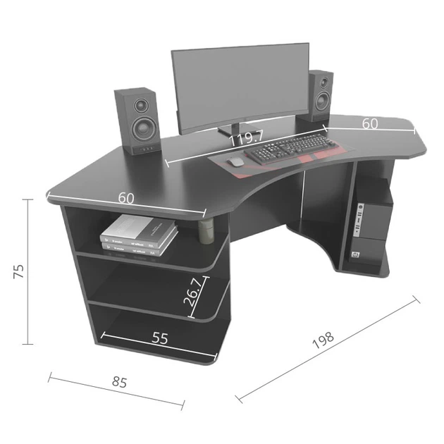Стол игровой геймерский угловой Comfy-Home Karbid Zeus ламинированная ...