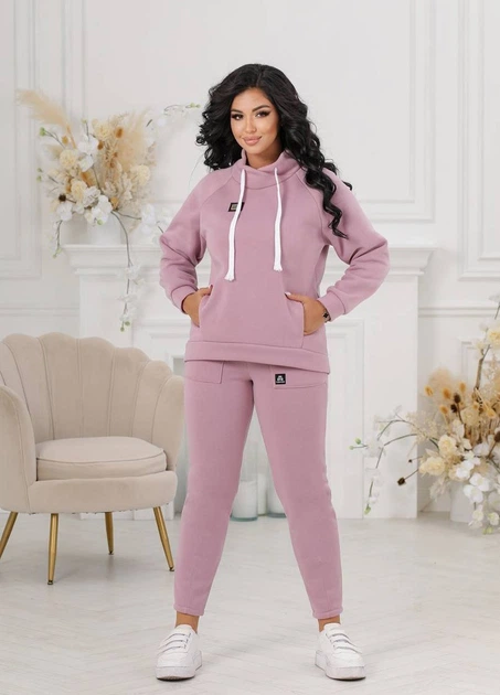 Теплий трикотажний костюм на флісі 020422 XL-2XL (52-54) Рожевий трикотаж тринитка – Брендовий ...