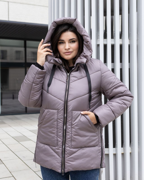 Женская зимняя куртка большого размера UF-fashion 00017-2-МО 62 графит ...