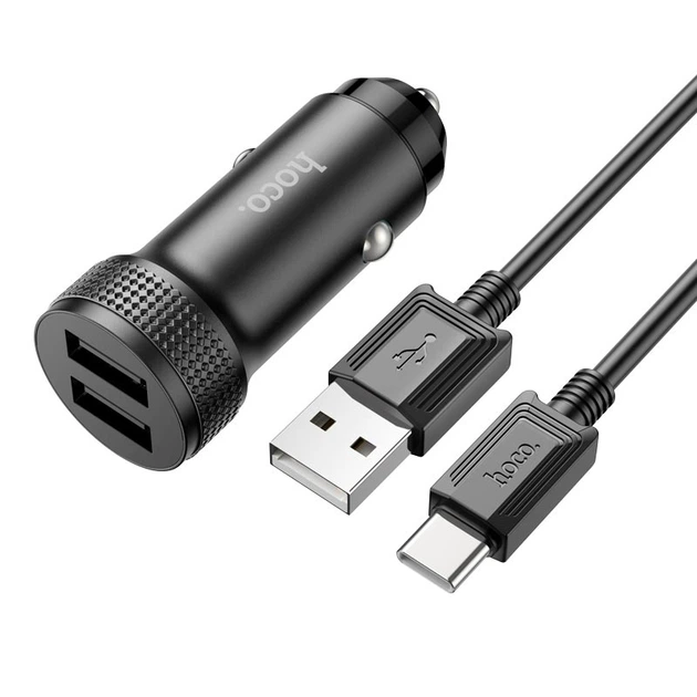 Адаптер автомобильный Hoco Type-C Cable Level dual port Car charger Z49 ...
