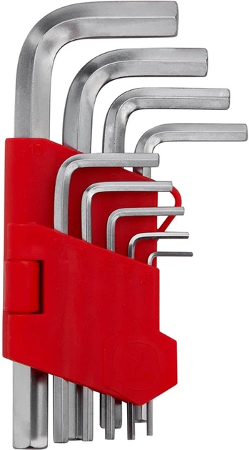 Набор Г-образных шестигранных ключей Intertool 9 предметов 1.5-10 мм, Cr-V (HT-0601) – фото ...